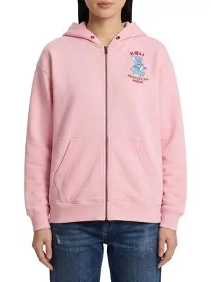 Kenzo Cotton Hoodie With Slogan Print - Pink