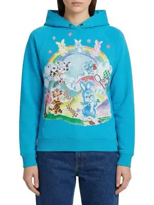 Kenzo Graphic Print Cotton Hoodie - Blue