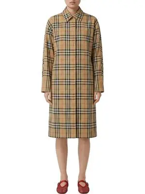 Burberry Checkered Shirt Dress - Sand