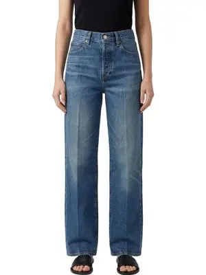 FRAME High Rise Wide Leg Jeans - Denim