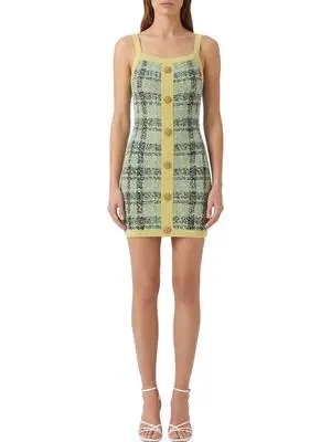 Balmain Checked Knit Dress - Yellow