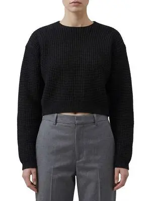Fear Of God Cropped Textured Knit Sweater - Black