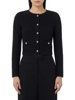 Alessandra Rich Cropped Button-detailed Sweater - Black