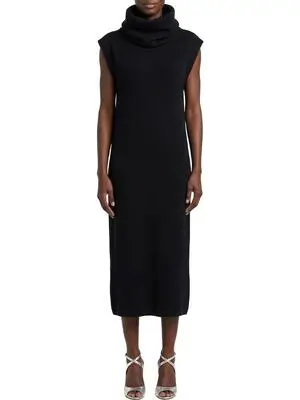 Alaïa Ribbed Turtleneck Dress - Black