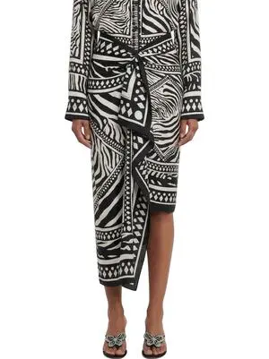 Blumarine Wrap Skirt With Floral Print - White