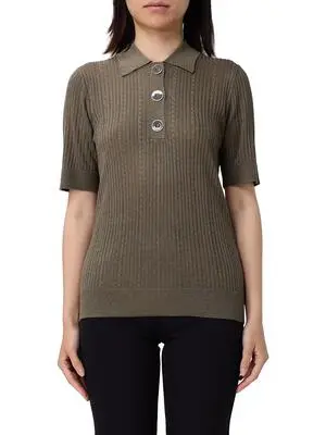 Liu Jo Ribbed Knit Polo With Button Detail - Green