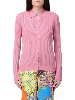 Liu Jo Ribbed Knit Polo With Button Detail - Pink
