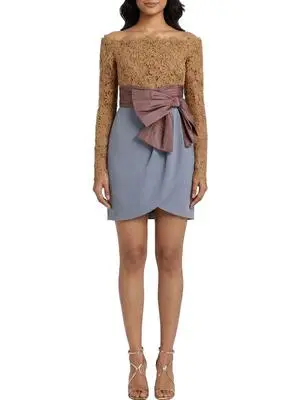 Valentino Garavani Off-the-shoulder Lace Dress With Bow Detail - Multicolor