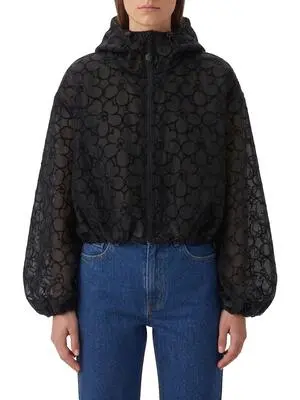 Cecilie Bahnsen Cropped Jacket With Floral Motif - Black