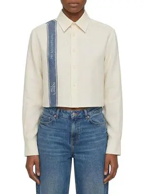 JW Anderson Cropped Shirt With Striped Detail - White