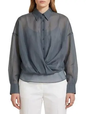 Brunello Cucinelli Shirt With Twist Detail - Blue