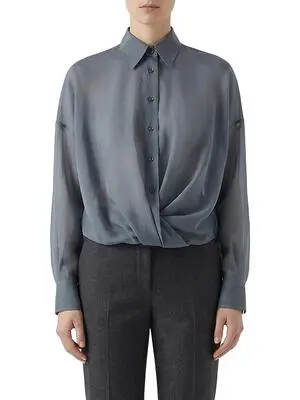 Brunello Cucinelli Shirt With Twist Detail - Blue