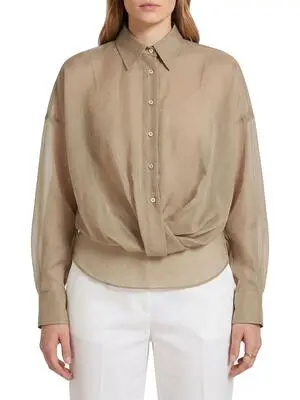 Brunello Cucinelli Draped Shirt - Brown