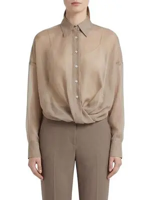 Brunello Cucinelli Shirt With Twist Detail - Brown