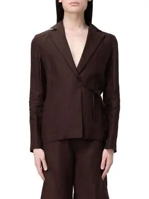 COLMAR Linen Blazer With Peak Lapels And Tie Detail - Dark
