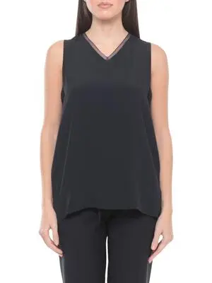 Fabiana Filippi Fabiana Filippi Acetate And Silk Blend V-Neck Top Blue