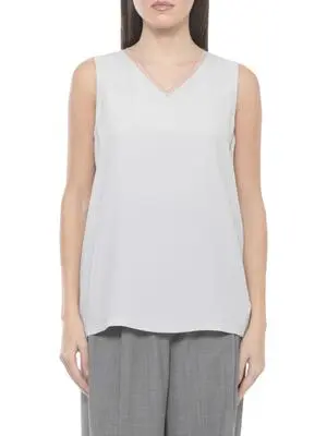 Fabiana Filippi Fabiana Filippi Acetate And Silk Blend V-Neck Top Grey