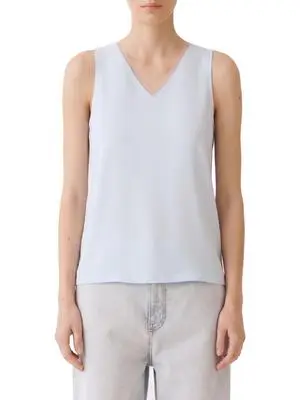 Fabiana Filippi Acetate And Silk Blend V-neck Top - Water