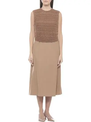Fabiana Filippi Viscose Dress With Crochet Bodice - Brown