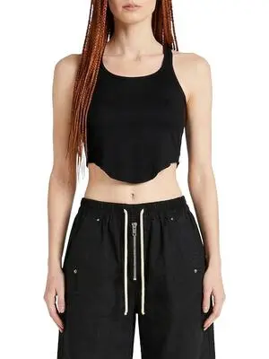 Rick Owens Cotton Cropped Top - Black