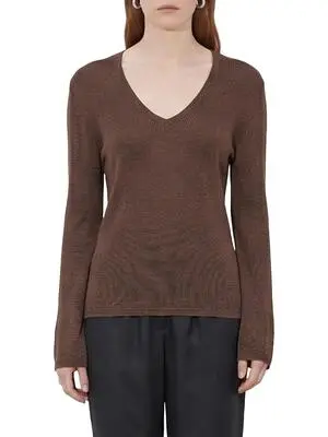 Loulou De Saison Loulou De Saison V-Neck Sweater Brown