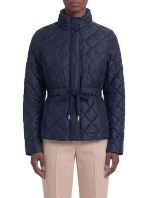 Michael Kors Michael Kors Quilted Jacket With Stand Collar And Drawstring Waist Blue