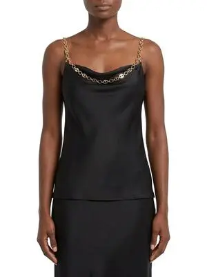 Rabanne Chain Detail Cowl Neck Top - Black