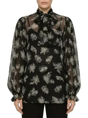 Dolce & Gabbana Printed Silk Chiffon Blouse - Multicolor