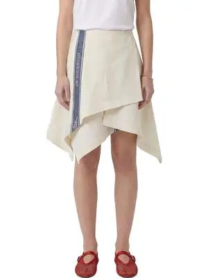 JW Anderson Asymmetrical Linen Skirt With Striped Detailing - Blue