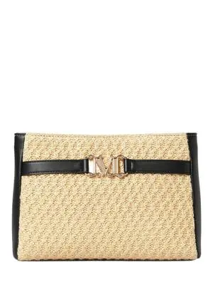 Max Mara Woven Clutch With Logo Detail - Beige