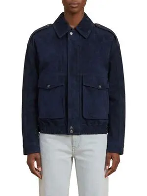 SALVATORE SANTORO Suede Military Jacket - Blue