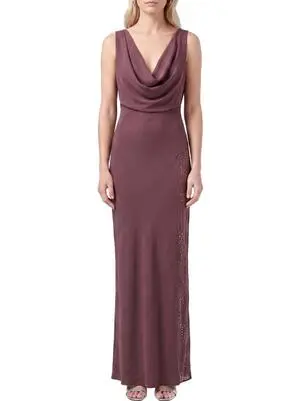 Andamane Long Draped Silk Dress - Plum