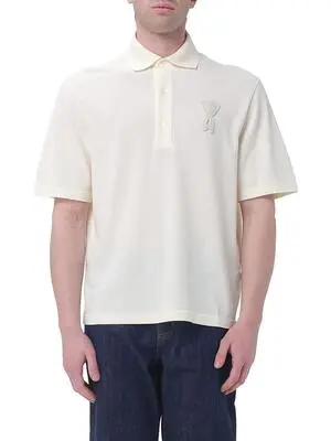 AMI Paris Cotton Polo Shirt With Logo - White