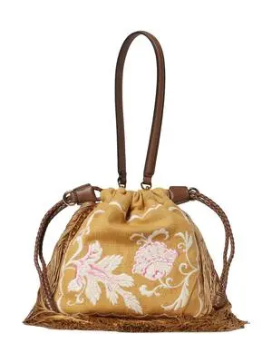 Etro Embroidered Drawstring Bag - Beige