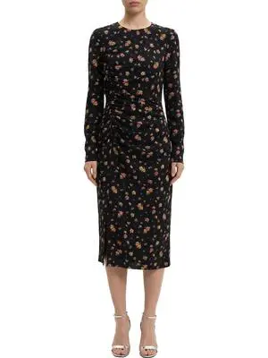 DOLCE & GABBANA Dolce & Gabbana Floral Print Ruched Midi Dress