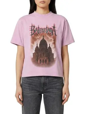 Balenciaga Balenciaga Cotton T-Shirt With Graphic Print Pink