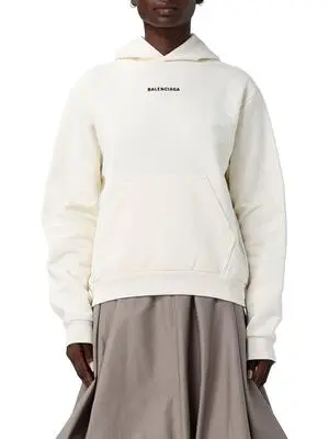 Balenciaga Balenciaga Cotton Hoodie With Printed Logo Beige
