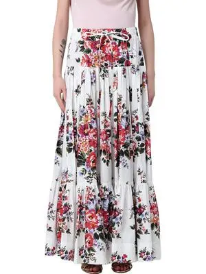Dolce & Gabbana Floral Cotton Maxi Skirt - White