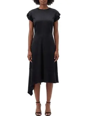 Victoria Beckham Cap Sleeve Asymmetrical Hem Dress - Black