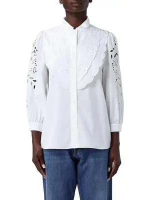 Valentino Garavani Broderie Anglaise Cotton Shirt - White