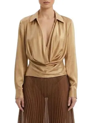 Blumarine Draped Blouse - Champagne