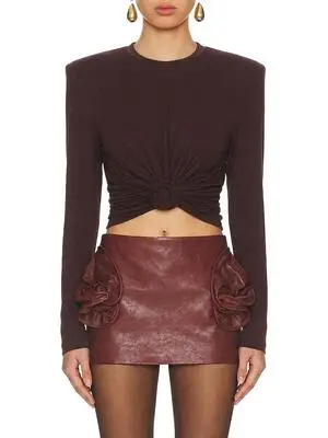 Magda Butrym Long Sleeve Top With Knot Detail - Brown