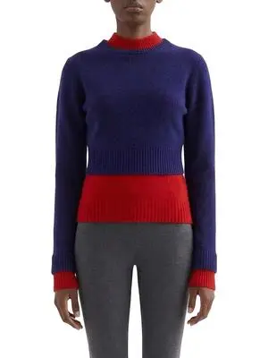 JIL SANDER Cropped Ribbed Sweater - Blue