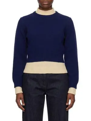 JIL SANDER Cropped Ribbed Sweater - Navy