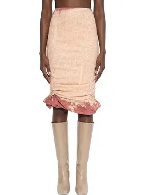 DIESEL® Diesel Ruched Floral Print Skirt With Ruffle Hem