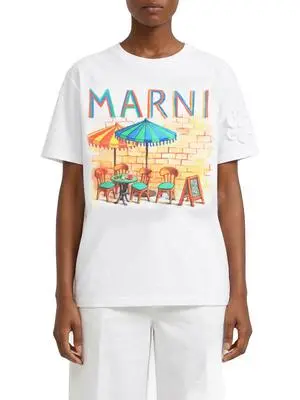 Marni Graphic Print Cotton T-shirt - White