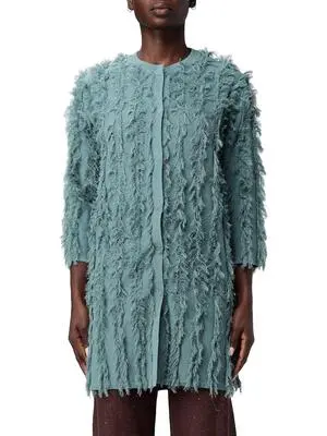 KANGRA Cotton Cardigan With Fringe And Embroidery - Mint