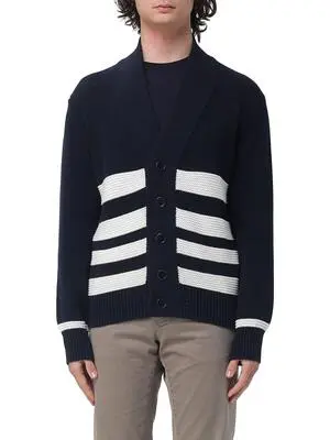 KANGRA Striped Cotton Cardigan - Blue
