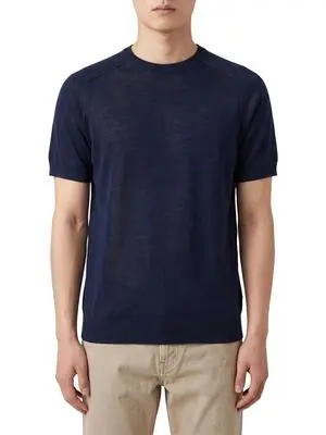 KANGRA Silk And Cashmere Crew Neck Short Sleeve Knitwear - Blue