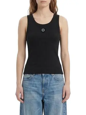 Kenzo Ribbed Tank Top With Applique Detail - Black